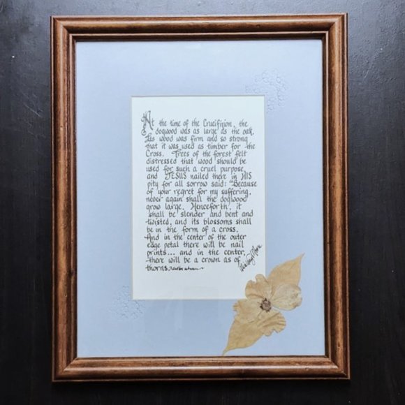 Art | Signed Alice Moore Calligraphy Legend Of The Dogwood Pressed ...